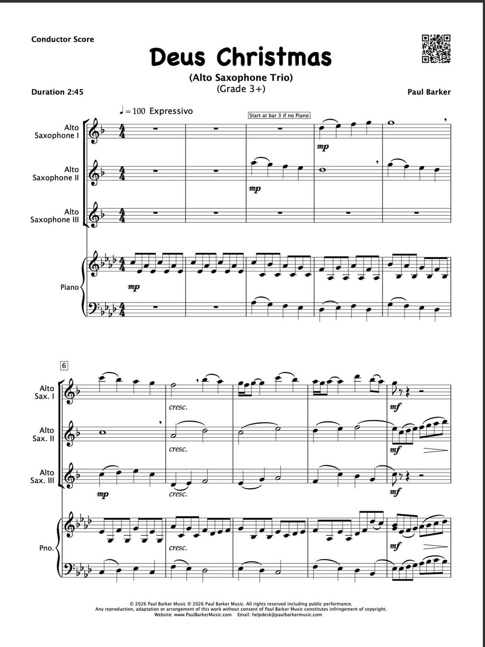 Christmas Alto Saxophone Trios Book 2 – Paul Barker Music